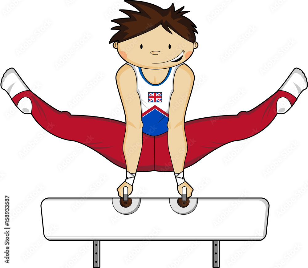 Cute Cartoon Gymnast Boy Stock Vector | Adobe Stock