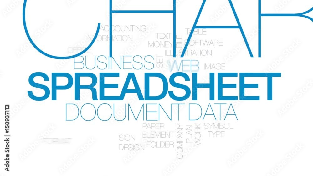 Spreadsheet animated word cloud, text design animation. Kinetic ...