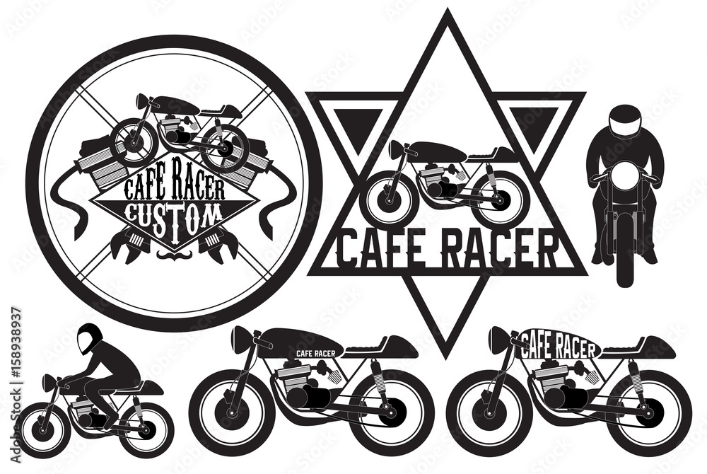 cafe racer motorcycle logo design element vector illustration Stock ...