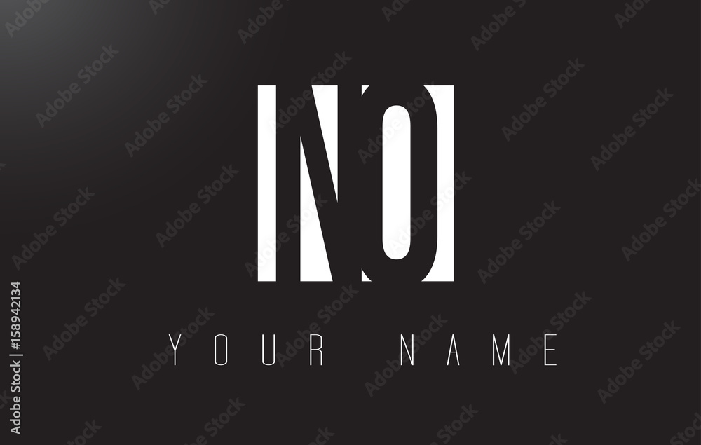 NO Letter Logo With Black and White Negative Space Design. Stock Vector ...