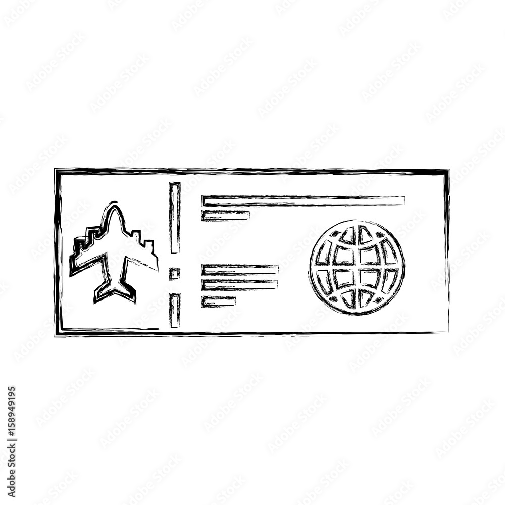 sketch draw airplane ticket cartoon vector graphic design Stock Vector ...