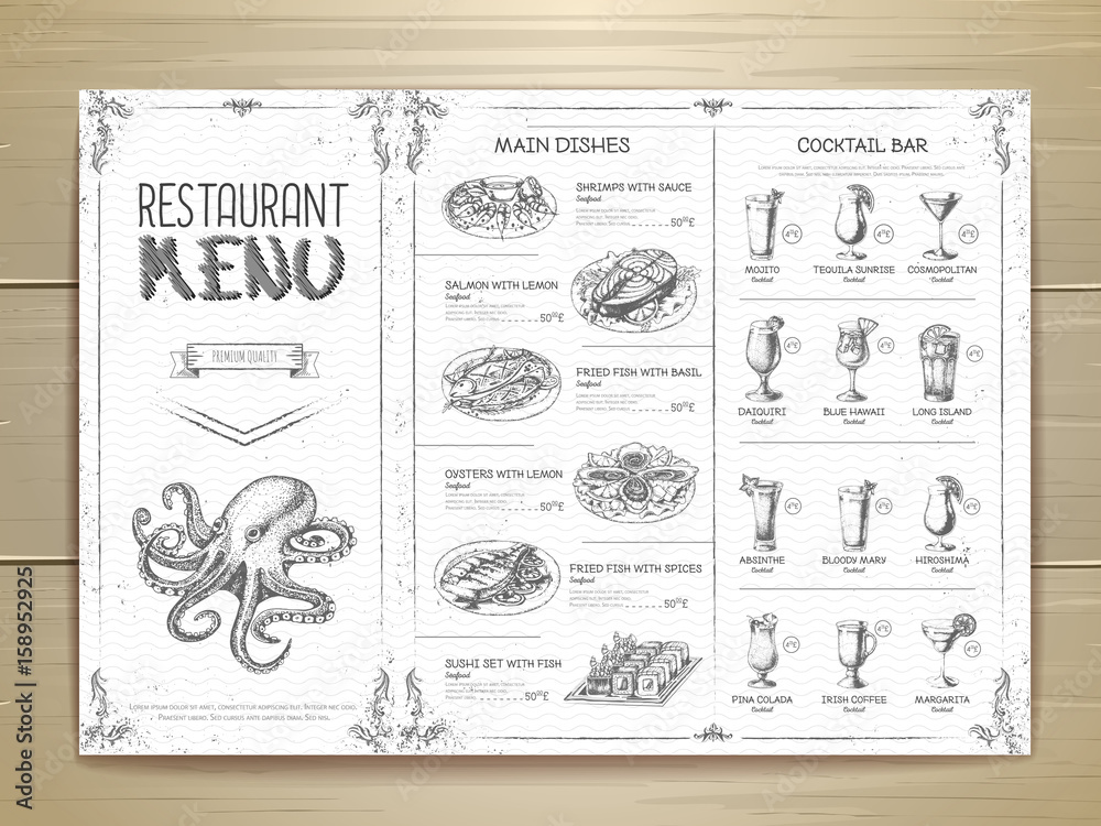 Hand drawing restaurant menu design Stock Vector | Adobe Stock