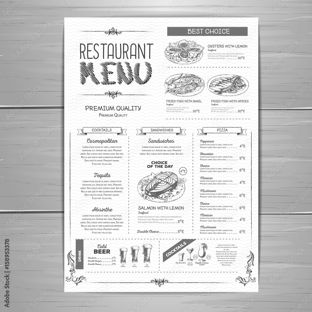 Hand drawing restaurant menu design Stock Vector | Adobe Stock