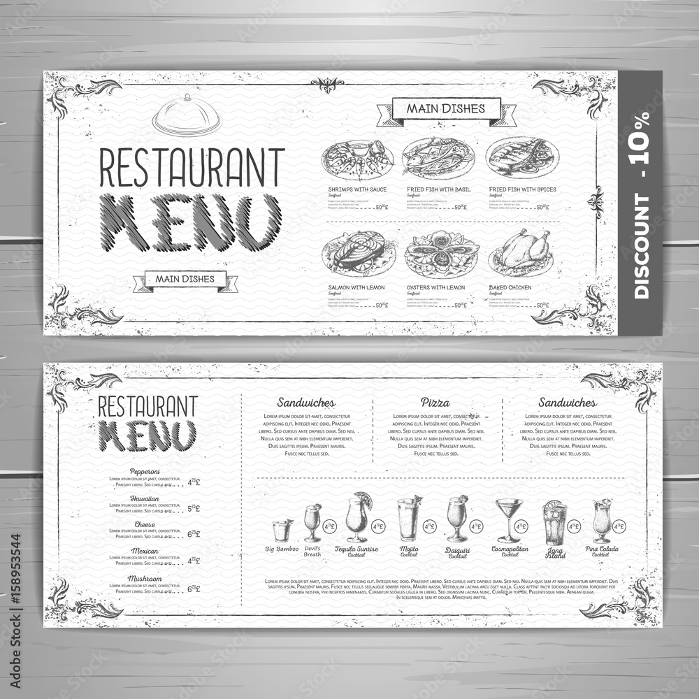 Hand drawing restaurant menu design Stock Vector | Adobe Stock