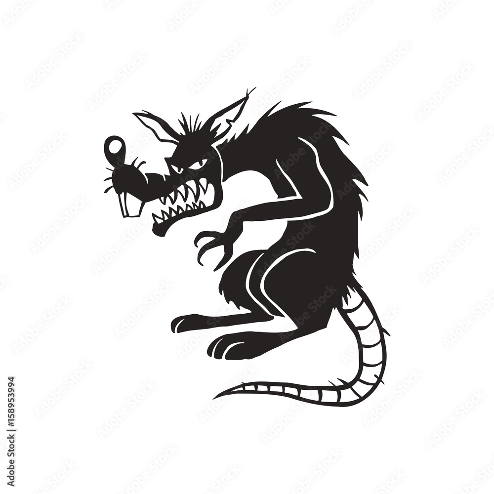 evil black rat cartoon illustration vector Stock Vector | Adobe Stock
