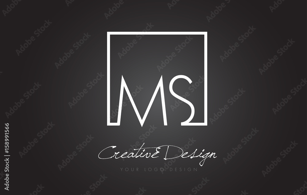 MS Square Frame Letter Logo Design with Black and White Colors. Stock ...