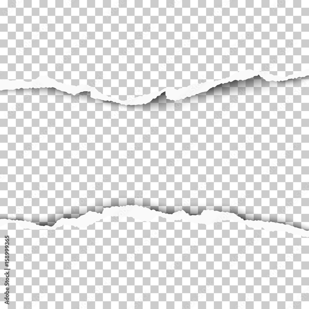 Snatched middle of transparent paper with torn edges, soft shadow and ...
