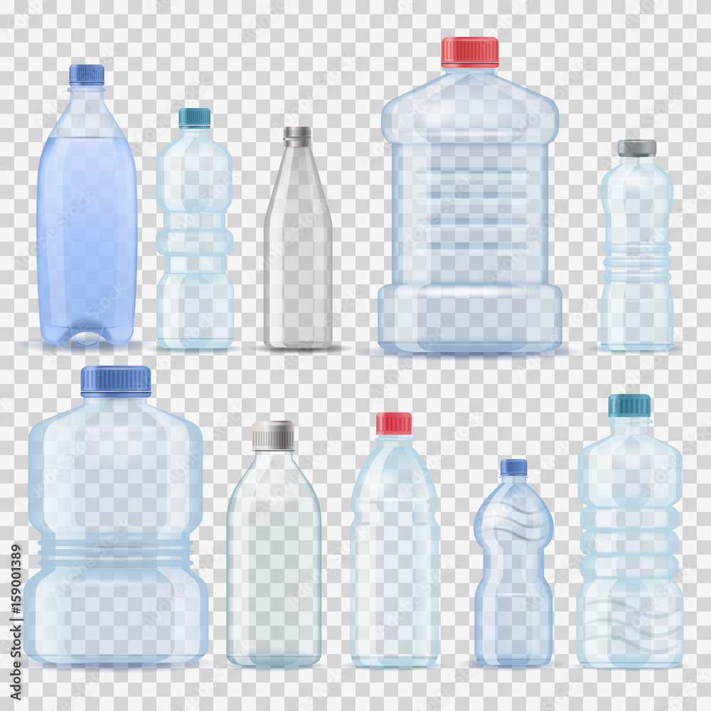 Transparent water plastic clean bottle 3d realistic container barrel ...