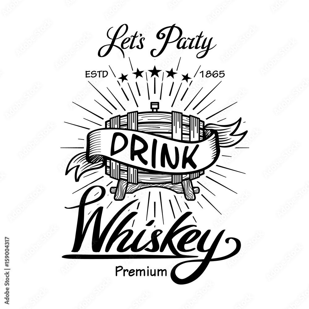 Whiskey label vintage hand drawn border typography blackboard vector ...