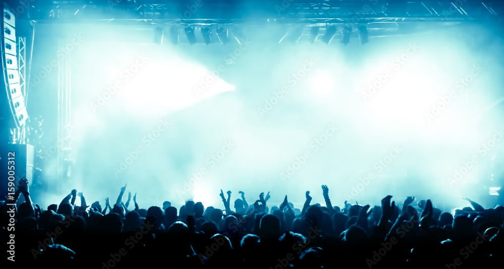 Foto Stock Jubelndes Konzertpublikum beim Rock-Konzert | Adobe Stock
