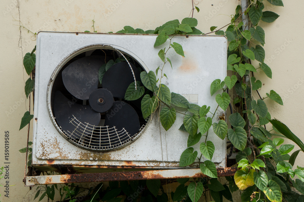 Broken down air conditioning unit being reclaimed by nature Stock Photo ...