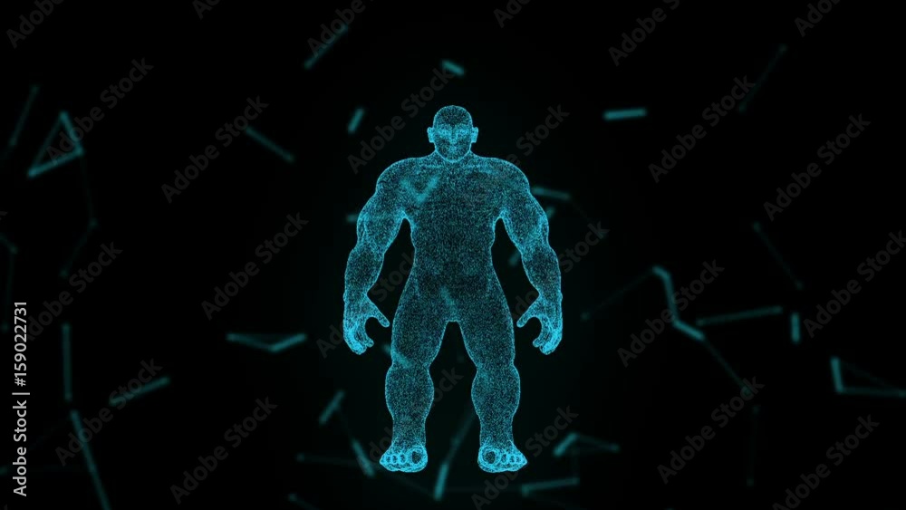Human Avatar on Virtual 3D Holographic Projection with Futuristic Blue ...