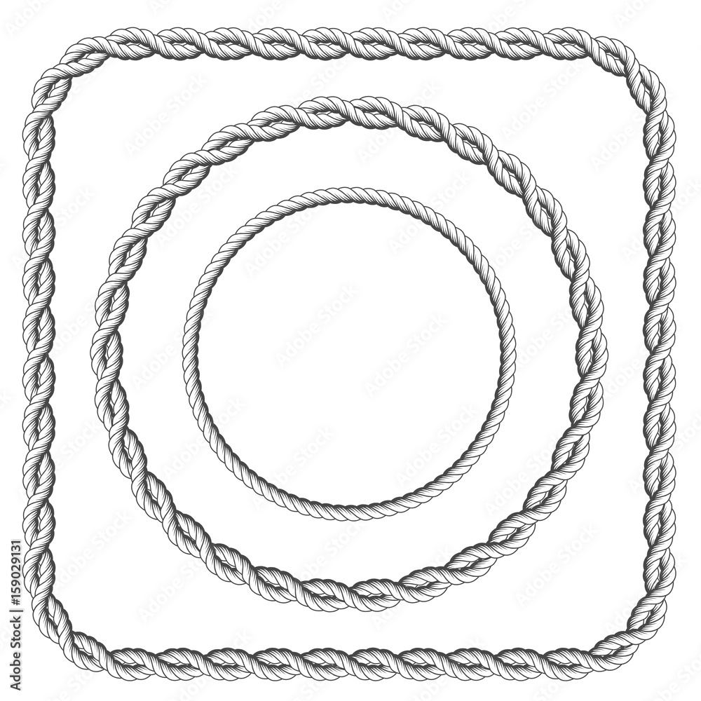 Frames of twisted rope with rounded corners Stock Vector | Adobe Stock