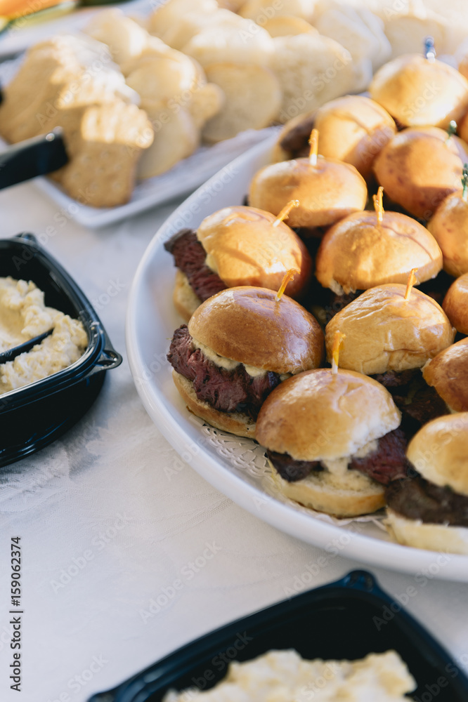 Party table with assortment of finger foods and appetizers Stock Photo ...