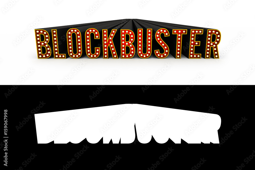 Typical theater style 3D letters spelling the word Blockbuster with ...