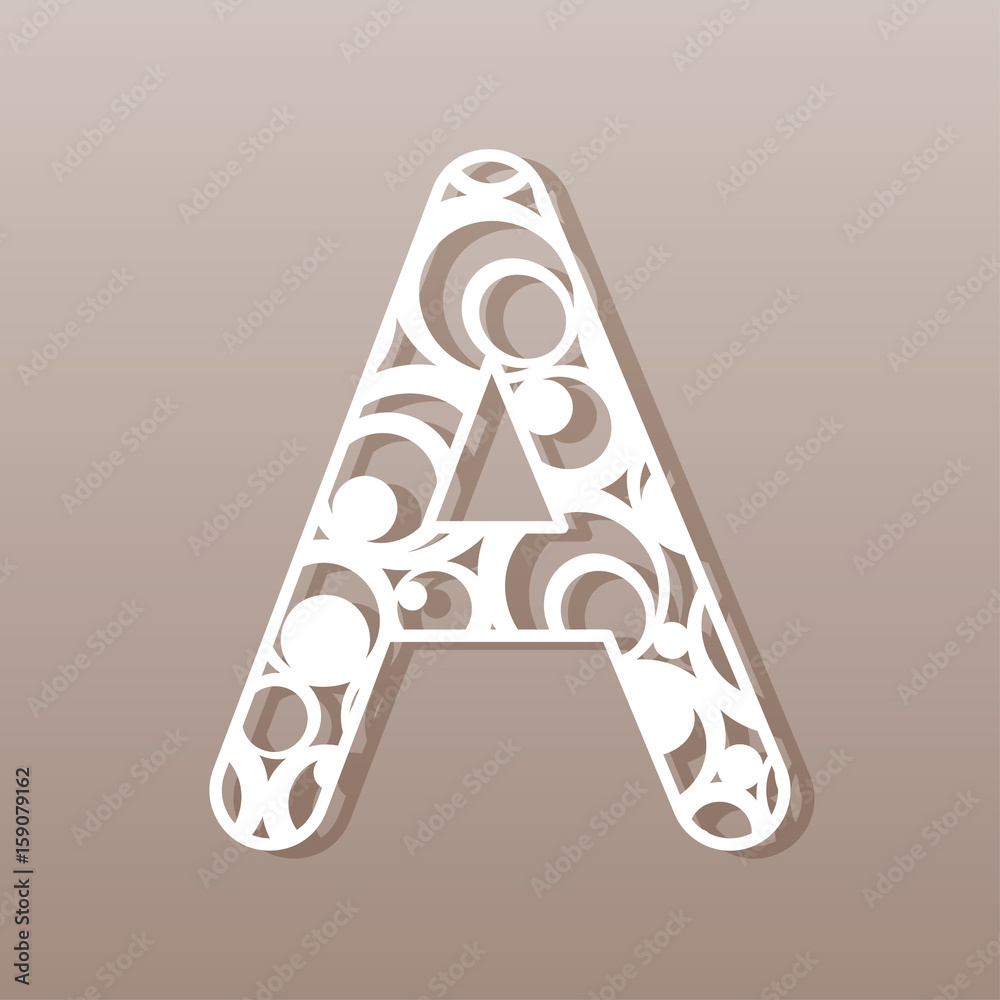 Letter A for laser cutting. English alphabet. Vector illustration ...
