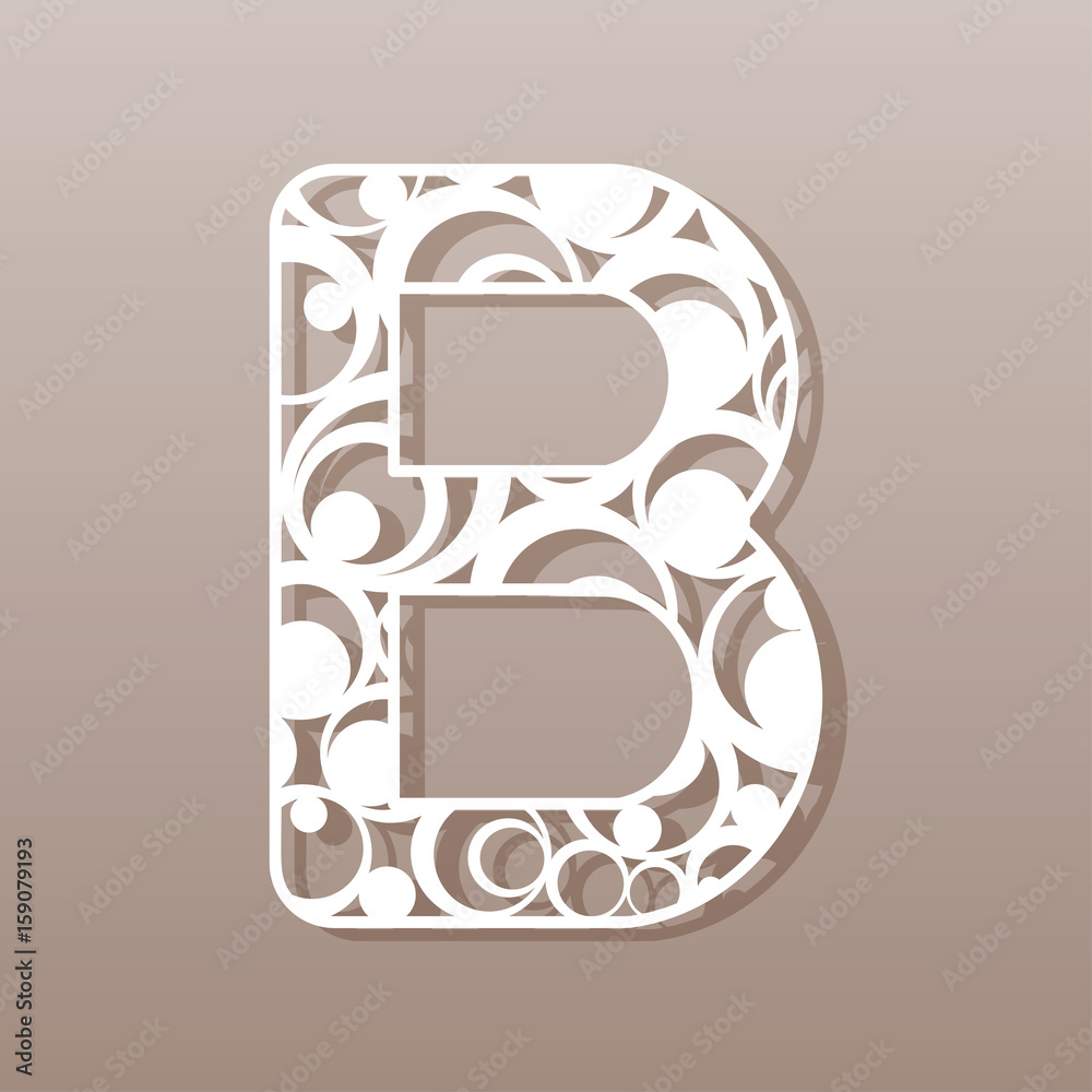 Letter B for laser cutting. English alphabet. Vector illustration ...
