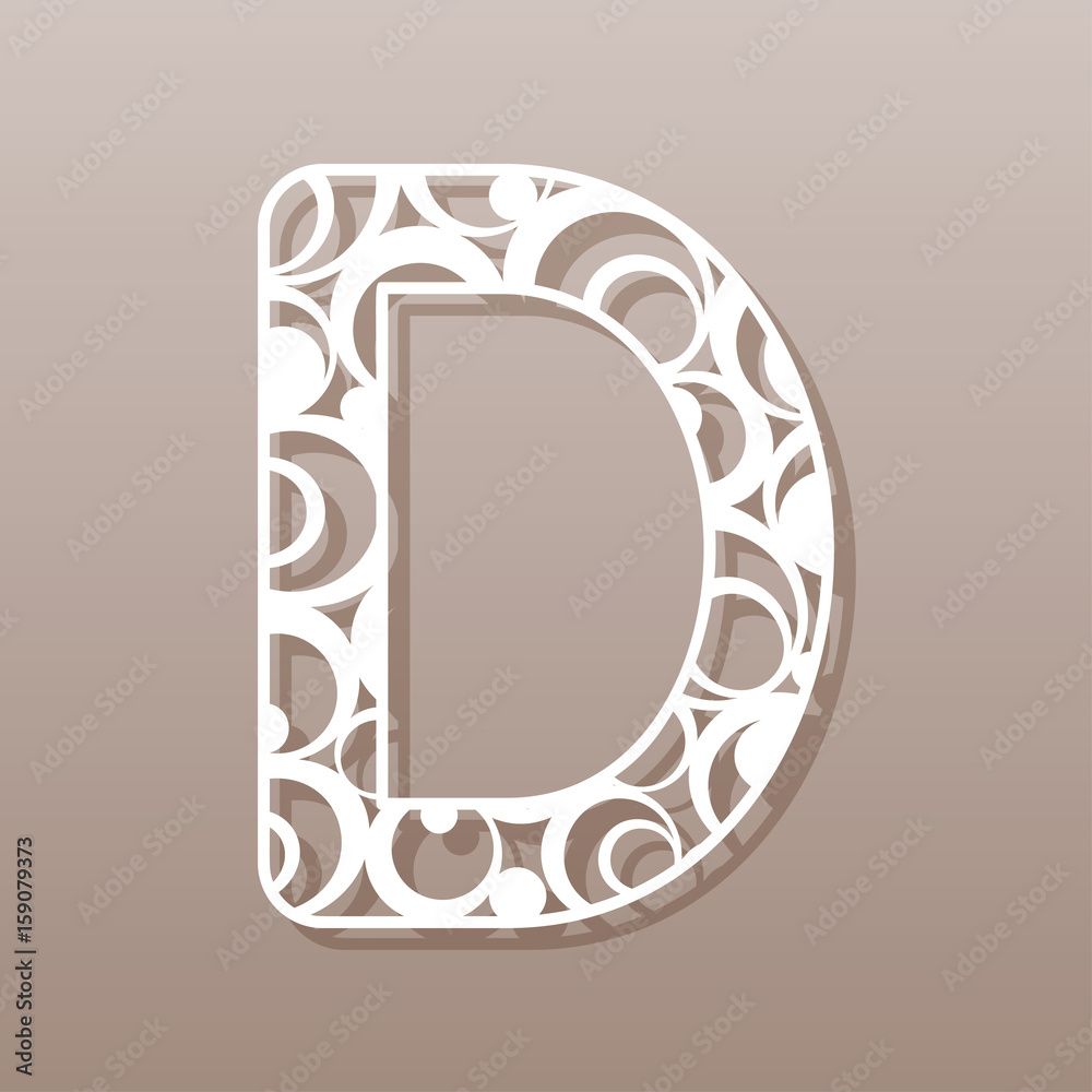 Letter D for laser cutting. English alphabet. Vector illustration ...
