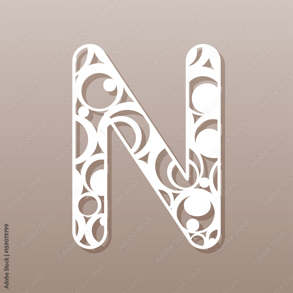 The letter N for laser cutting. English alphabet. Vector illustration ...