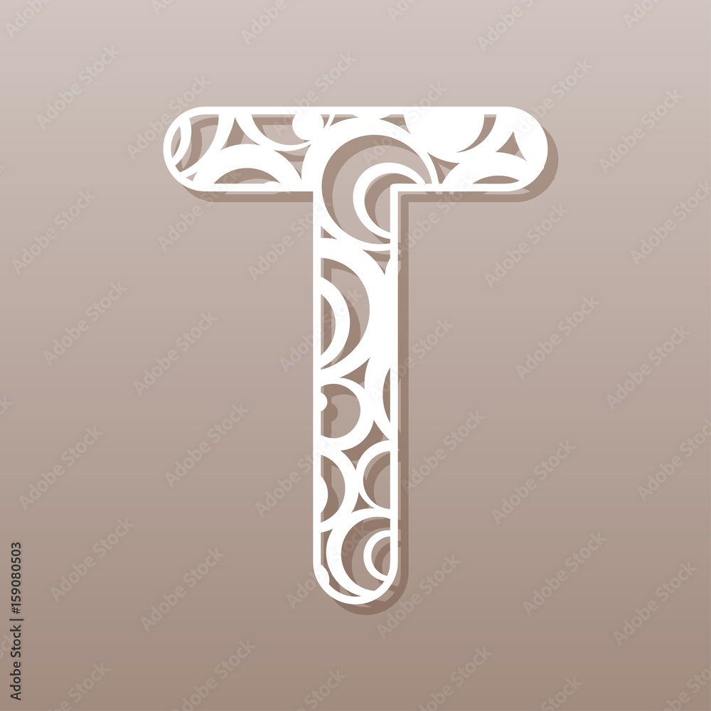 Vetor de Letter T for laser cutting. English alphabet. Vector ...