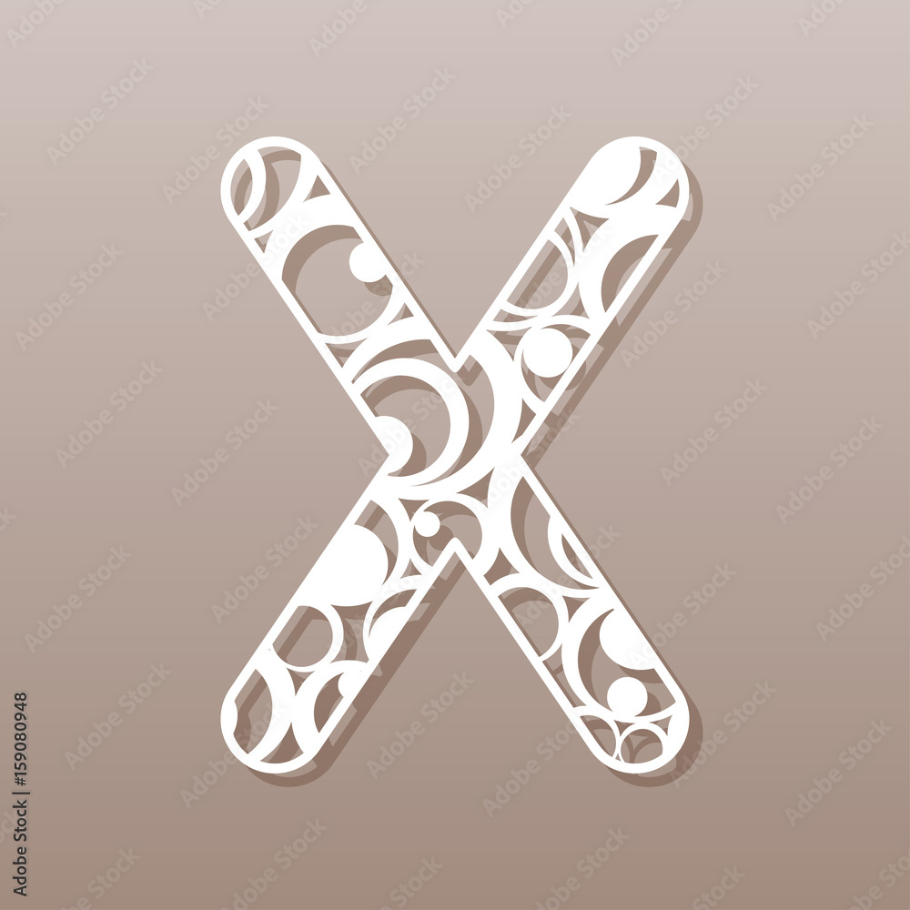 Letter X for laser cutting. English alphabet. Vector illustration ...