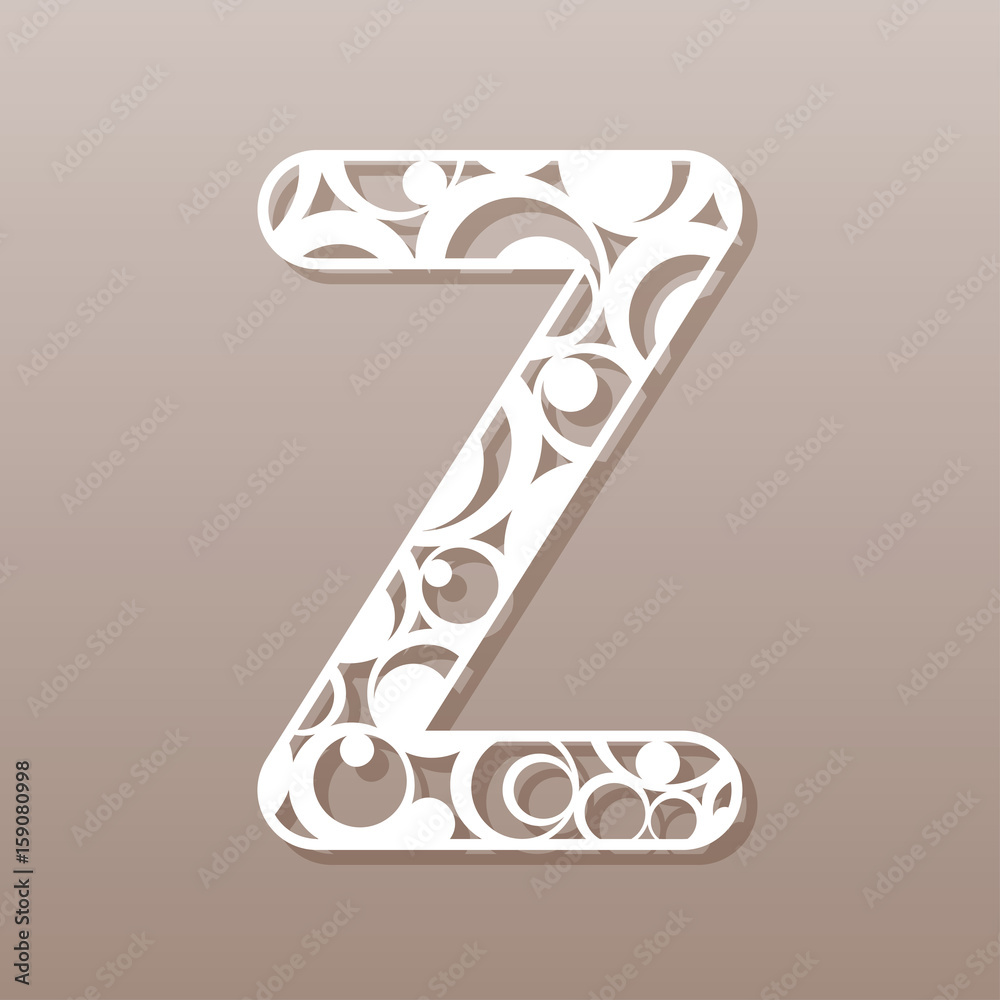 Letter Z for laser cutting. English alphabet. Vector illustration ...