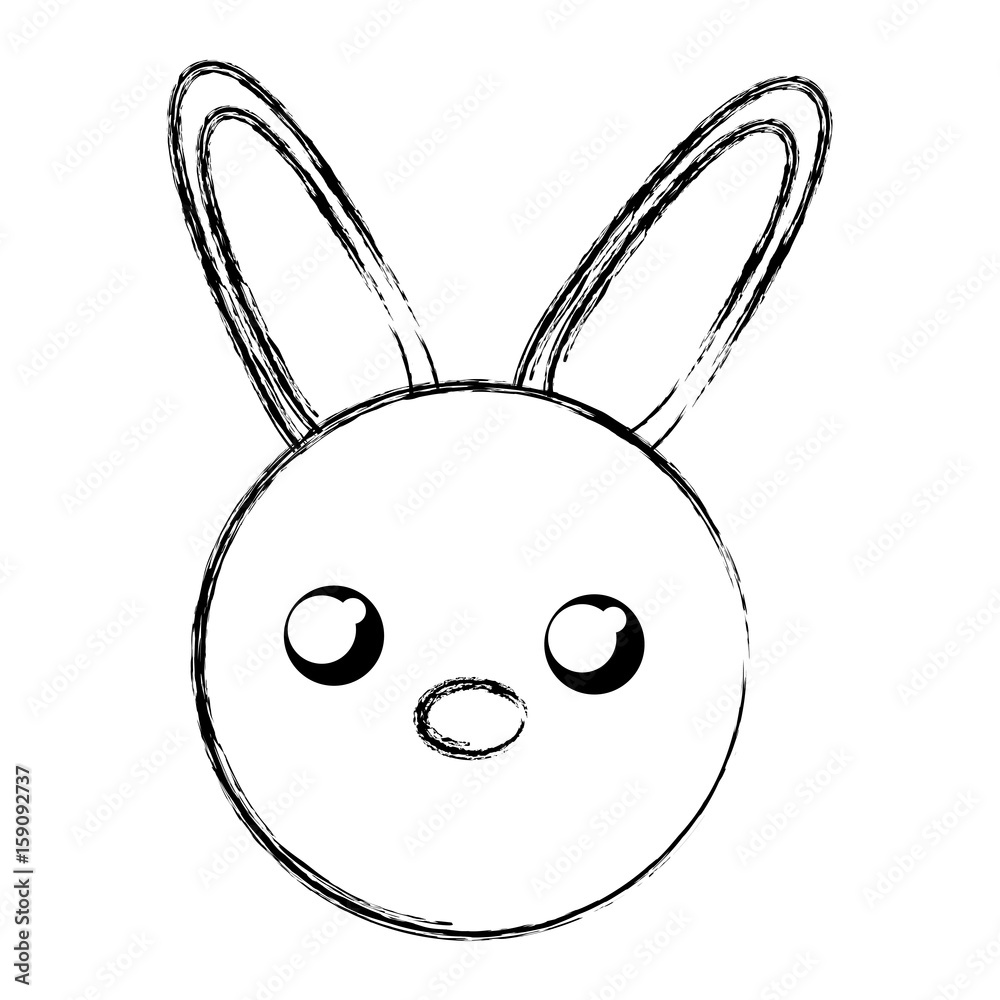 sketch draw rabbit face cartoon vector graphic design Stock Vector ...