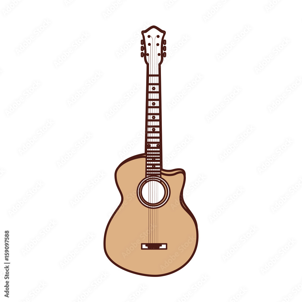 cute brown guitar cartoon vector graphic design Stock Vector | Adobe Stock