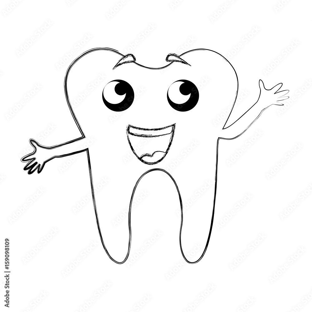 sketch draw smile tooth cartoon vector graphic design Stock Vector ...
