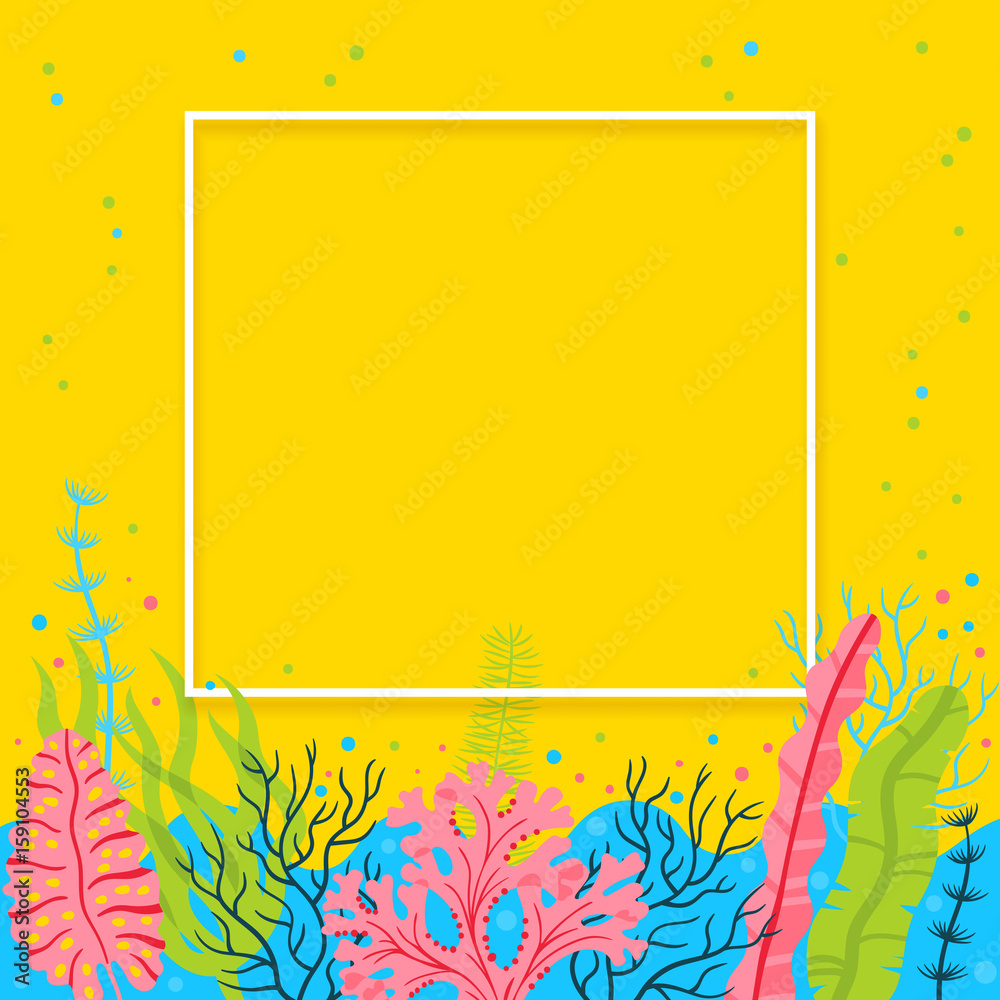 Stylish sea bottom background with seaweeds and place for your text ...