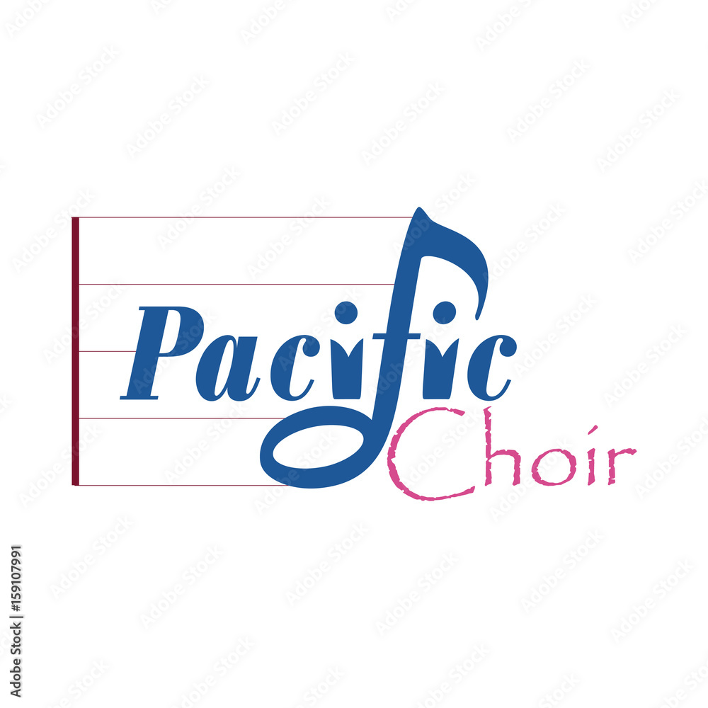 Bar & note symbols with the words Pacivic Choir. The two "i" letters ...