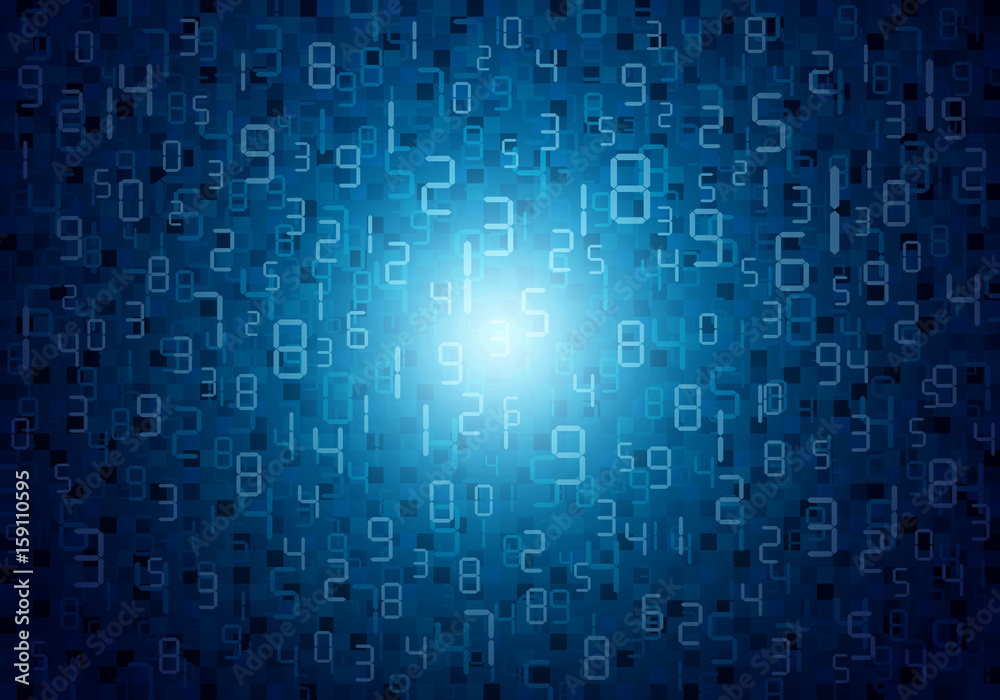 Vector blue abstract digital numbers background design Stock Vector ...