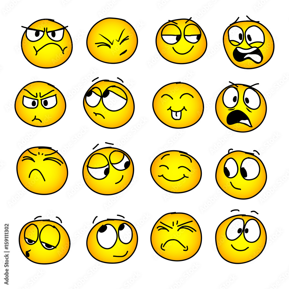 Set of handmade emoticons, emotion, feelings, experience for icons ...