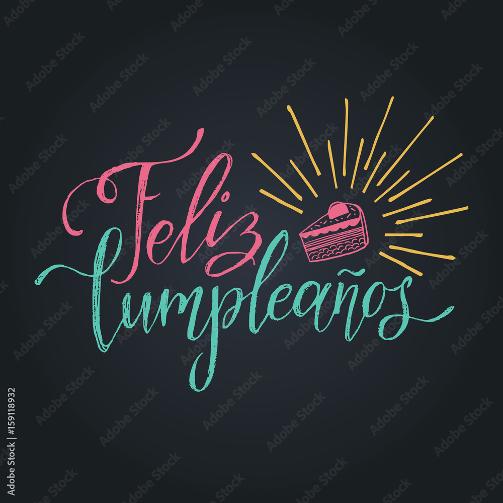 Vector Feliz Cumpleanos, translated Happy Birthday lettering design ...