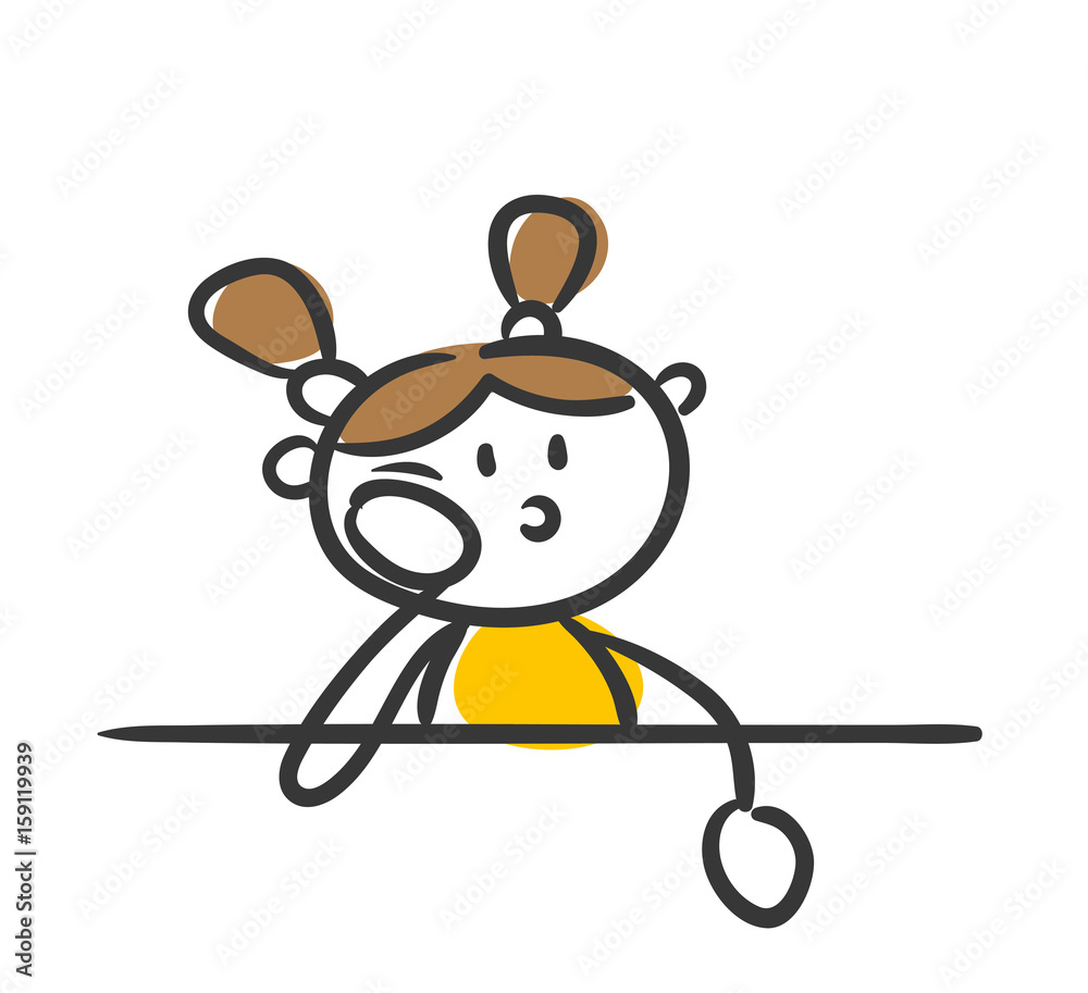 Strichfiguren Kinder Mädchen langweilig Stock-Vektorgrafik | Adobe Stock