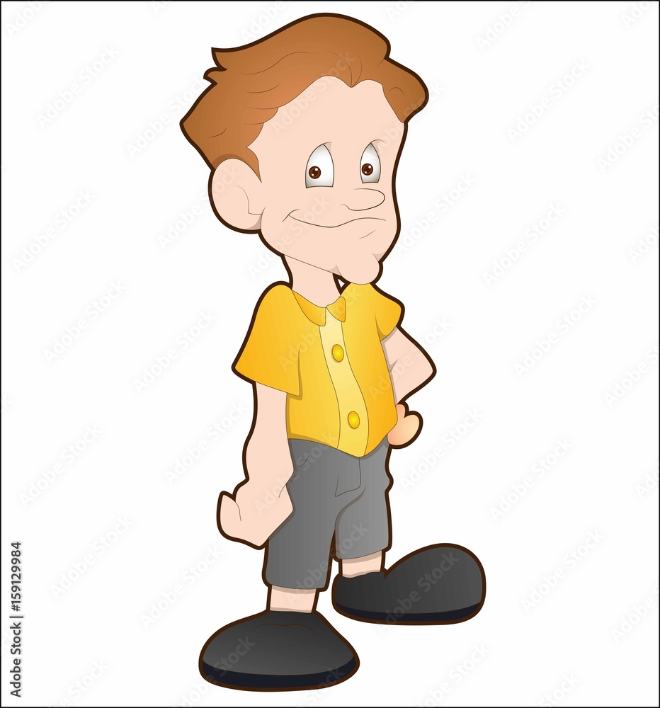 Cartoon boy with a serious face Stock Vector | Adobe Stock