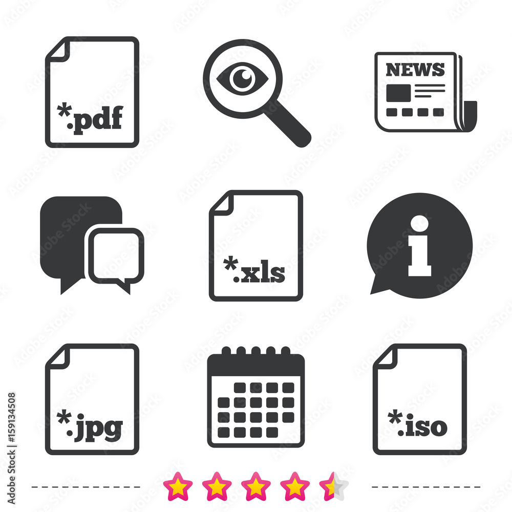 Document signs. File extensions symbols. Stock Vector | Adobe Stock