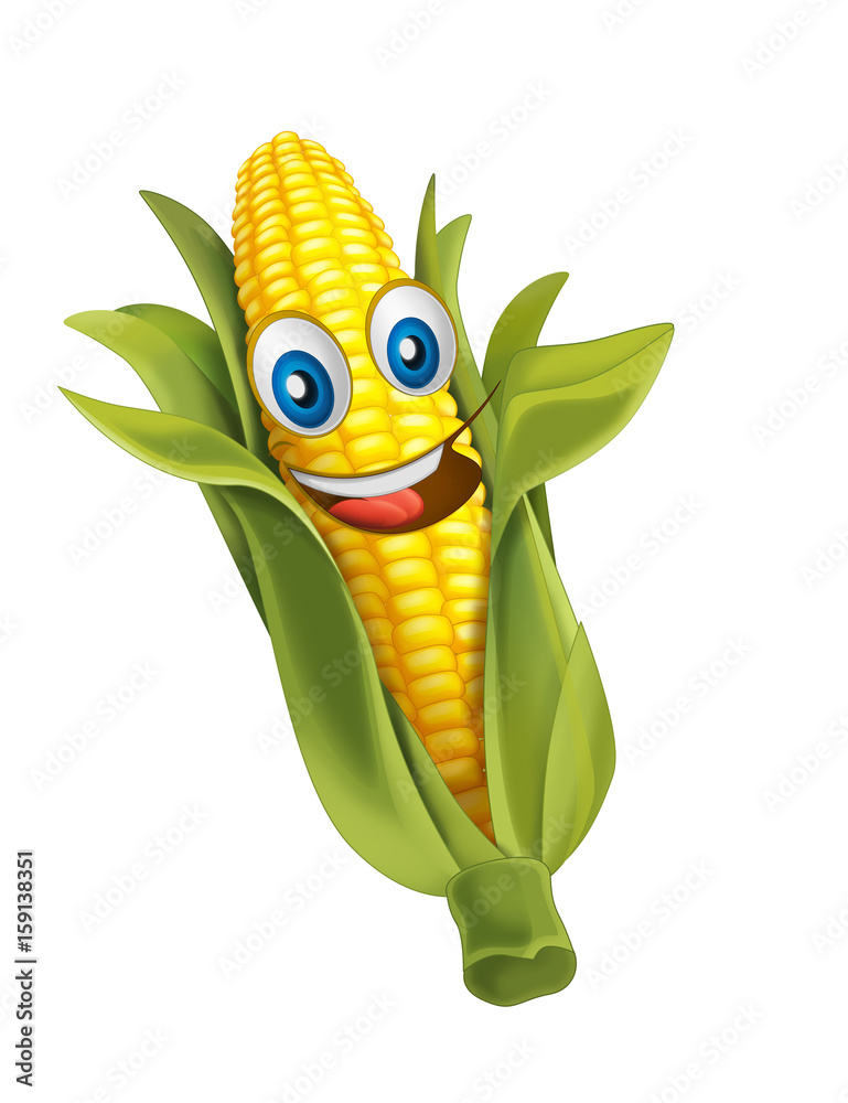 cartoon vegetable smiling and looking corn / illustration for children ...