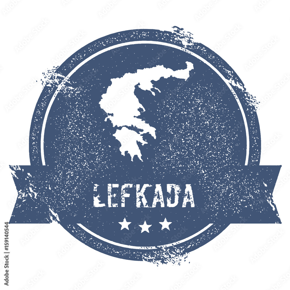 Lefkada logo sign. Travel rubber stamp with the name and map of island ...