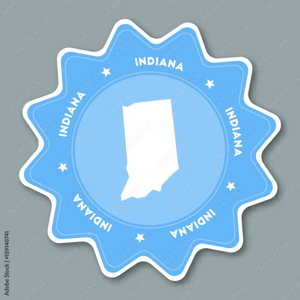 Indiana map sticker in trendy colors. Travel sticker with US state name ...