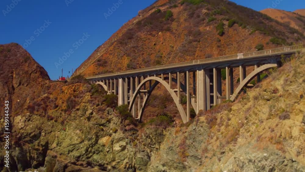 Bixby Creek Bridge Big Sur coast of California Aerial view Drone Bixby ...