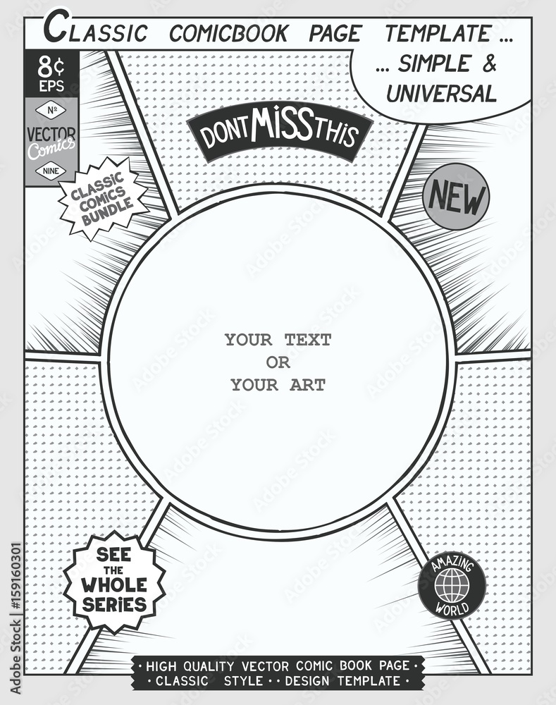 Free space Comic book page template. Comics layout and action with ...
