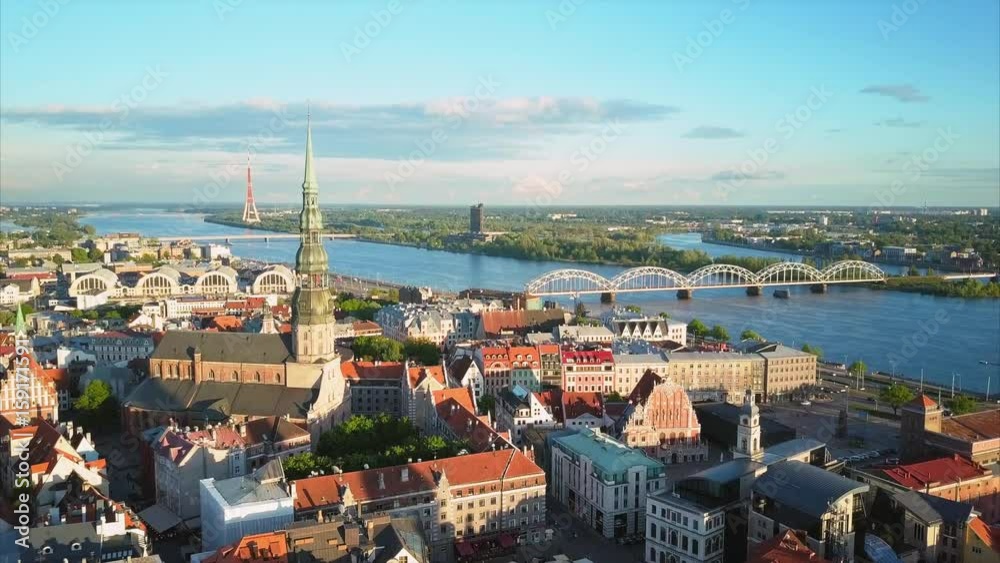 Panoramic Aerial View of the Old Town of Riga from Above, Beautiful ...