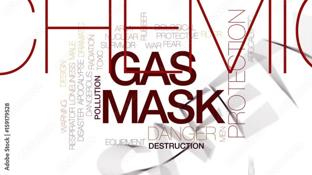 Gas mask animated word cloud, text design animation. Kinetic typography ...