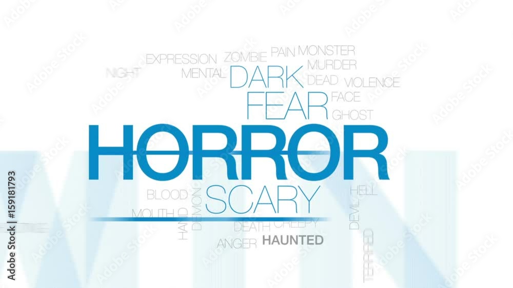 Horror animated word cloud, text design animation. Kinetic typography ...