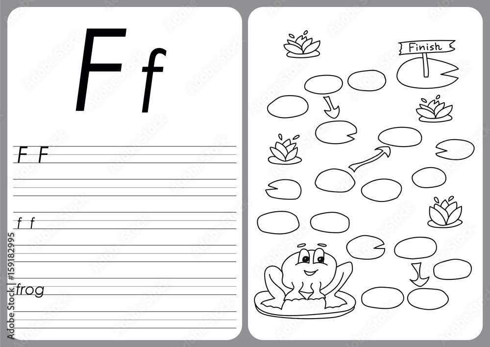 Cartoon frog game. Vector coloring book pages Stock Vector | Adobe Stock