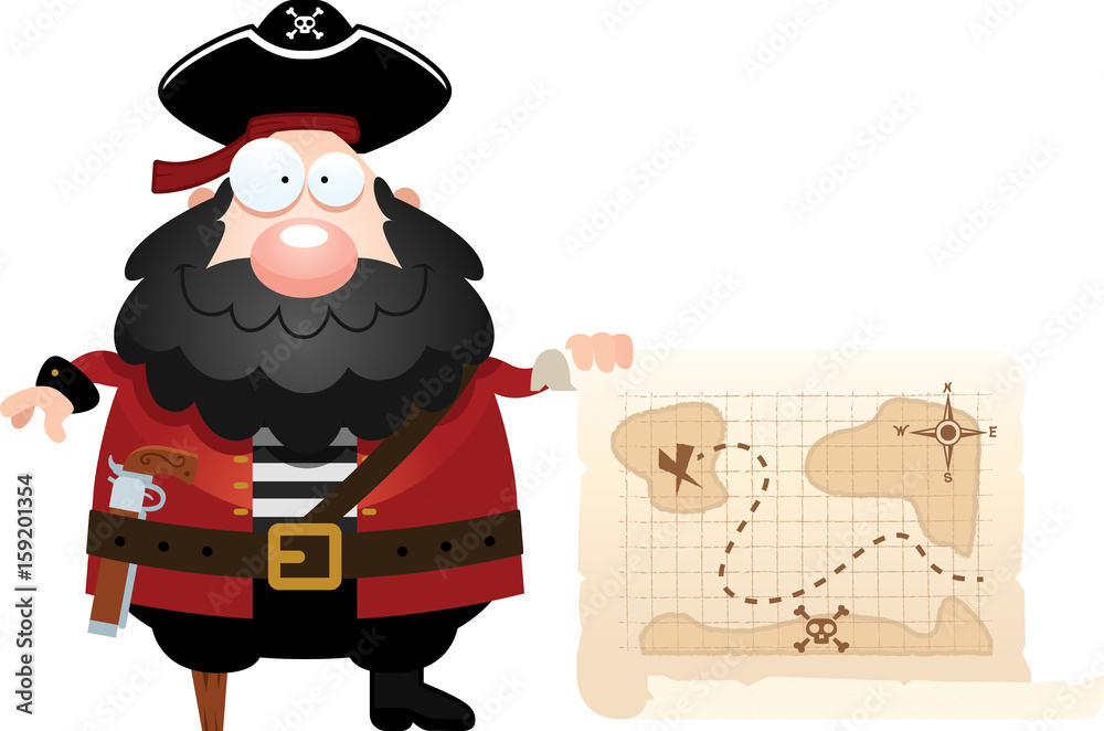 Cartoon Pirate Treasure Map Stock Vector | Adobe Stock