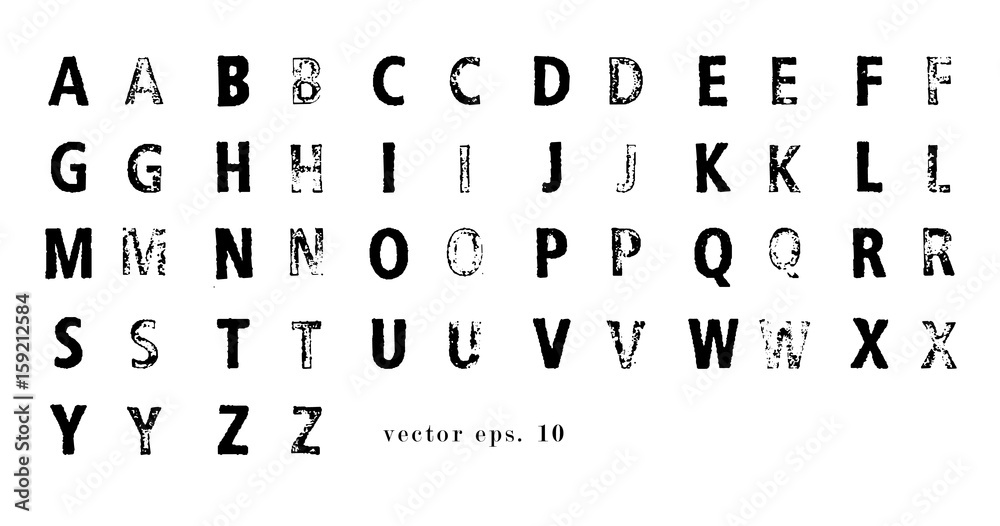 Vector latin alphabet. Lattin grange font. Modern print letters with ...