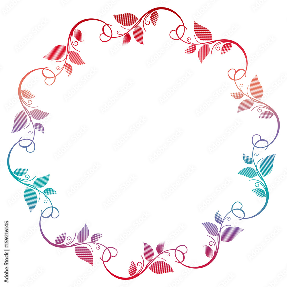 Beautiful round frame with gradient filled. Color elegant flower frame ...