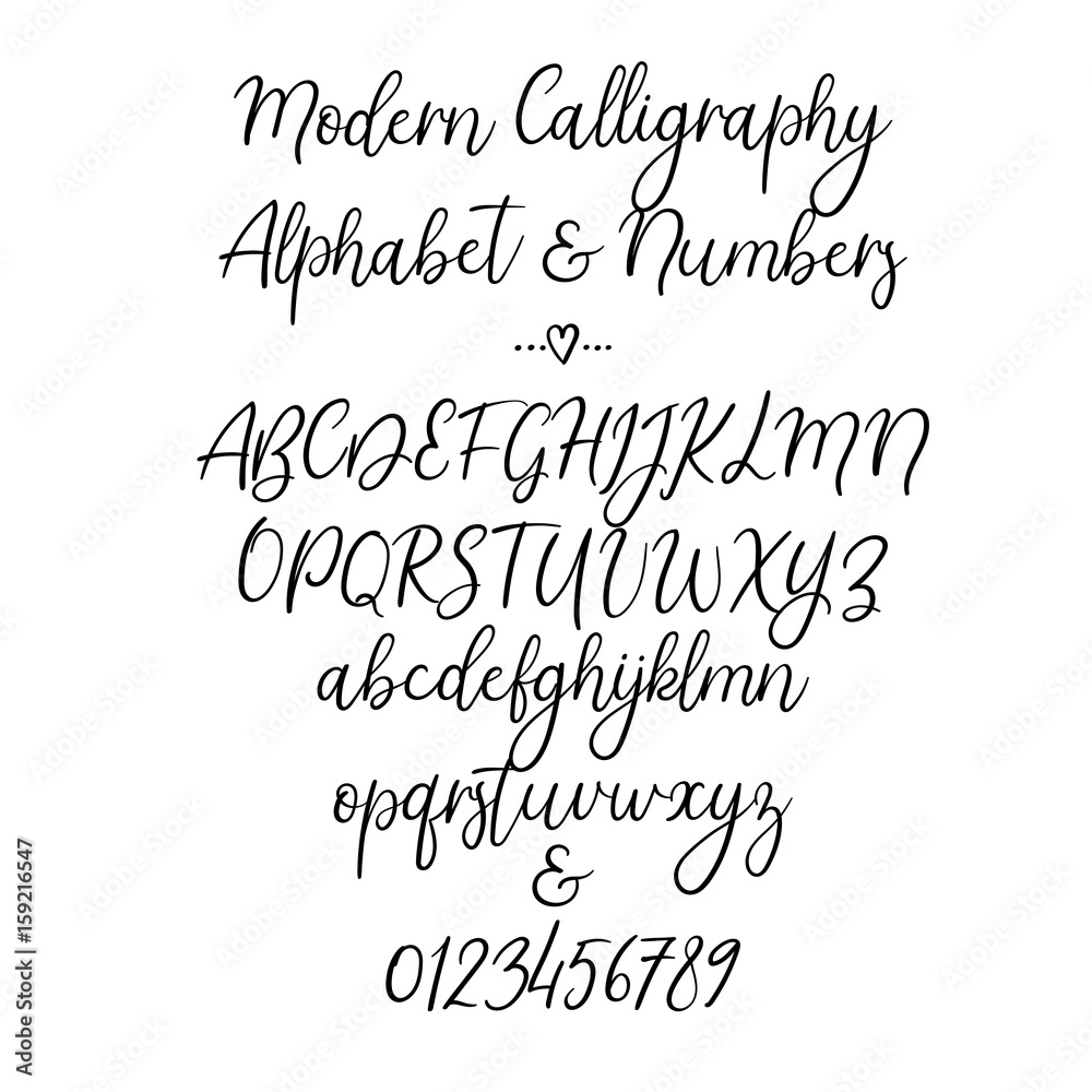 Hand drawn alphabet. Brush painted letters: lowercase and uppercase ...